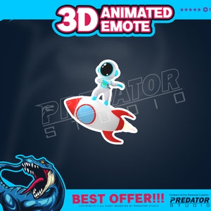 Astronaut on Rocket Emoticon for Video Chats and Live Streams - 3D ...
