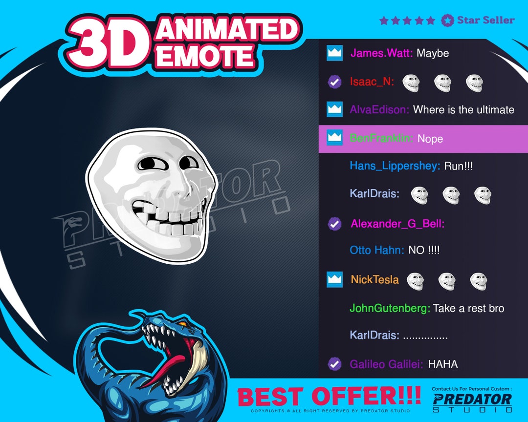 3D Animated Emote, Twitch Chat Emotes, Emote Commission, Kick Emote ...