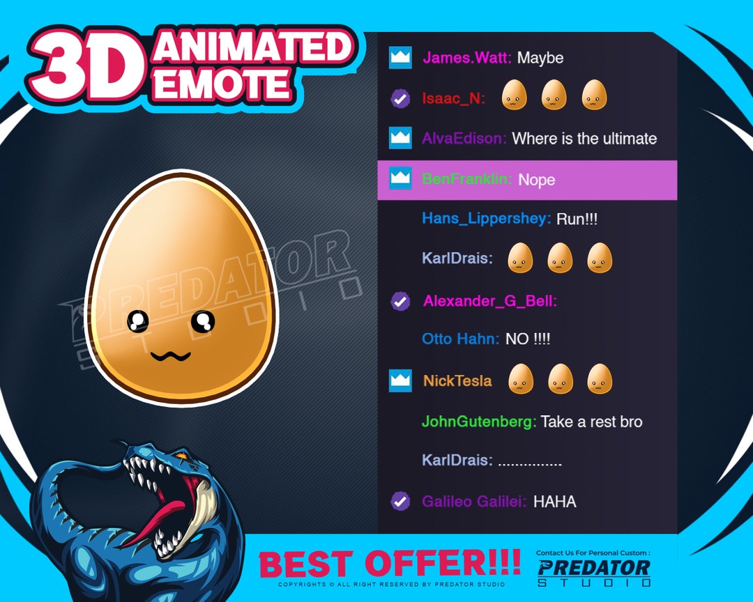 Eggy 3D Animated Emote, Kick Emote, Emotes Commission, Streamer Emotes ...