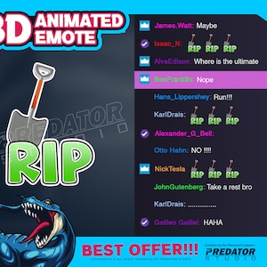 RIP Shovel 3D Animated Emote, Unique Emote, Custom Twitch Emote, Text ...