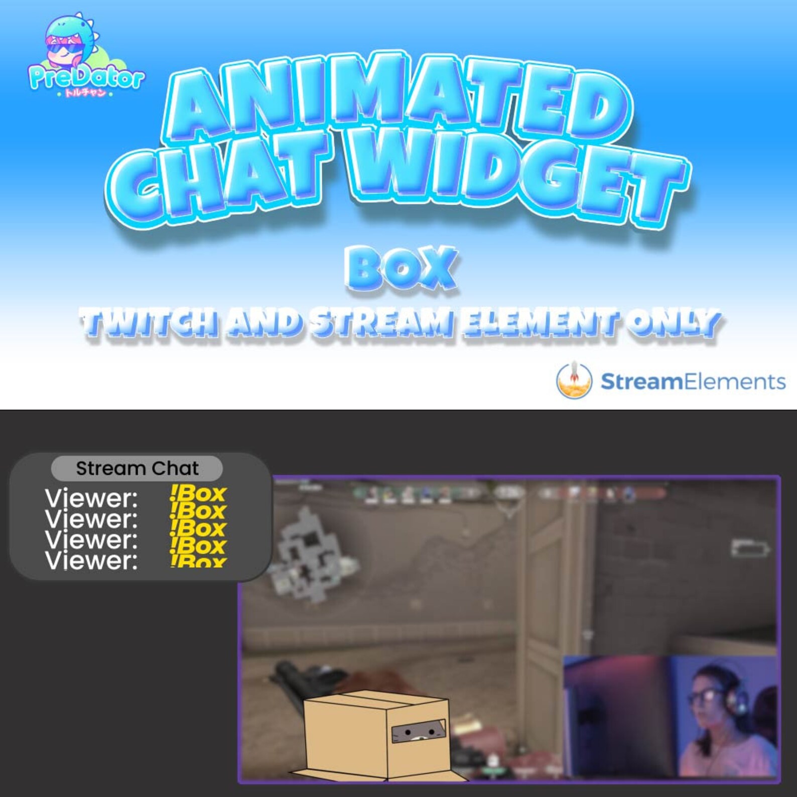 Animated Twitch Chat Widget: Streamelements Box Overlay - Etsy