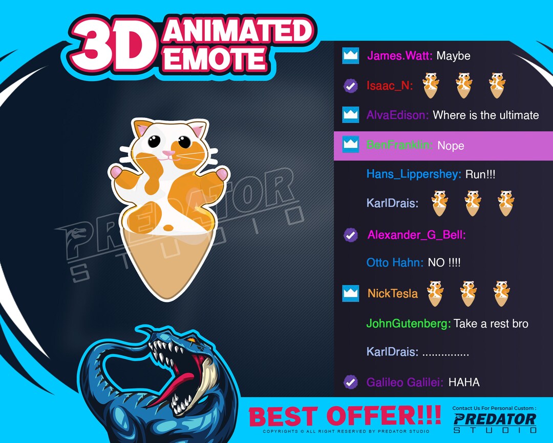 3D Animated Emote, Kick Emote, Twitch Chat Emotes - Add a Sweet Touch ...