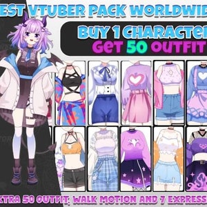 Live2d Vtuber Model Pack | 50 Outfits, 7 Expressions - Etsy