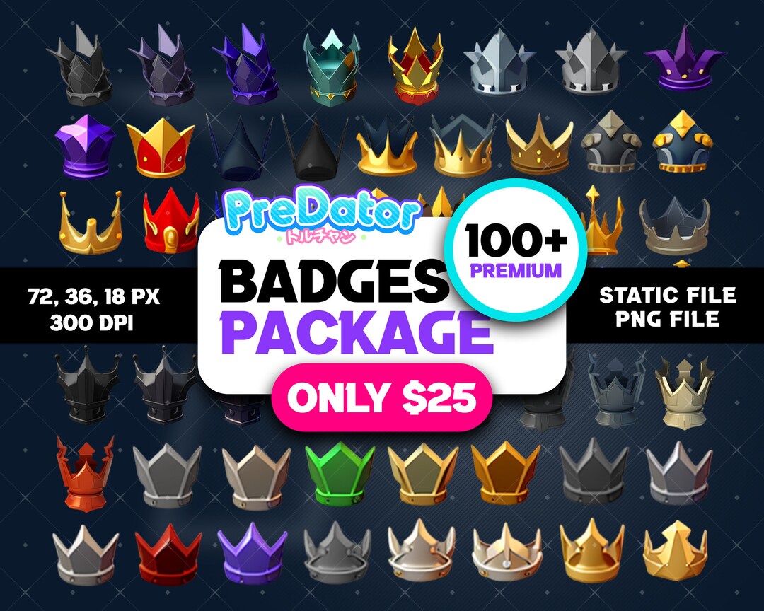 Royal Streamer Pack 100+ Crown Badges for Elite Gamers - Crown Badge ...