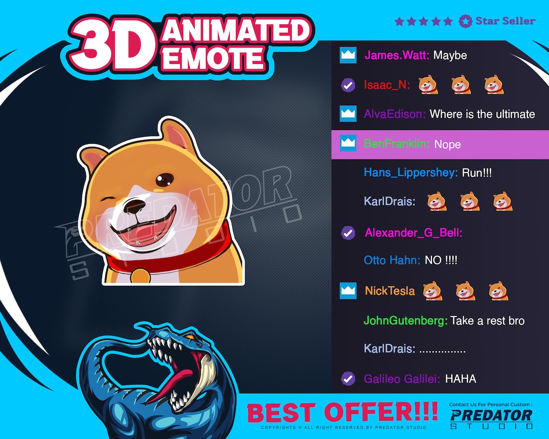 3D Animated Emote, Kick Emote, Emote Commission, Stream Emotes, Twitch ...