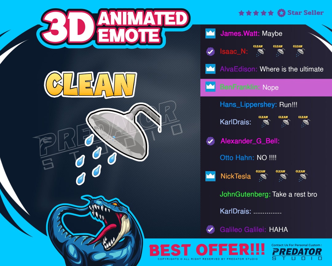 Refreshing Shower 3D Animated Emote for Twitch and Discord - Etsy