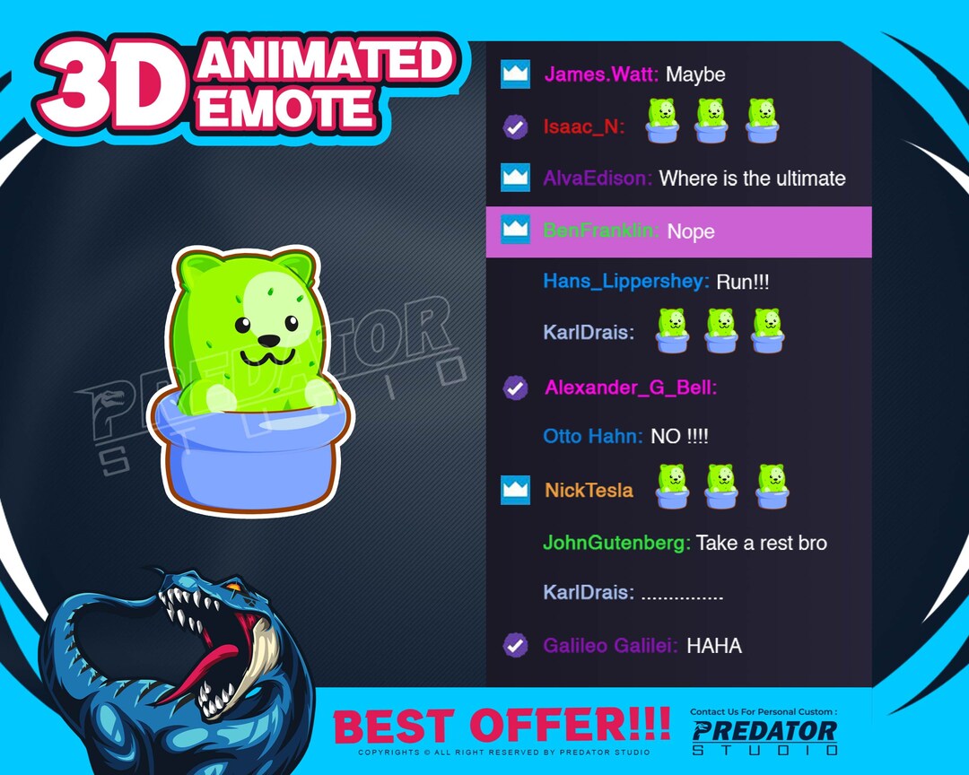 Kawaii Cactus 3D Animated Twitch Emote - Etsy