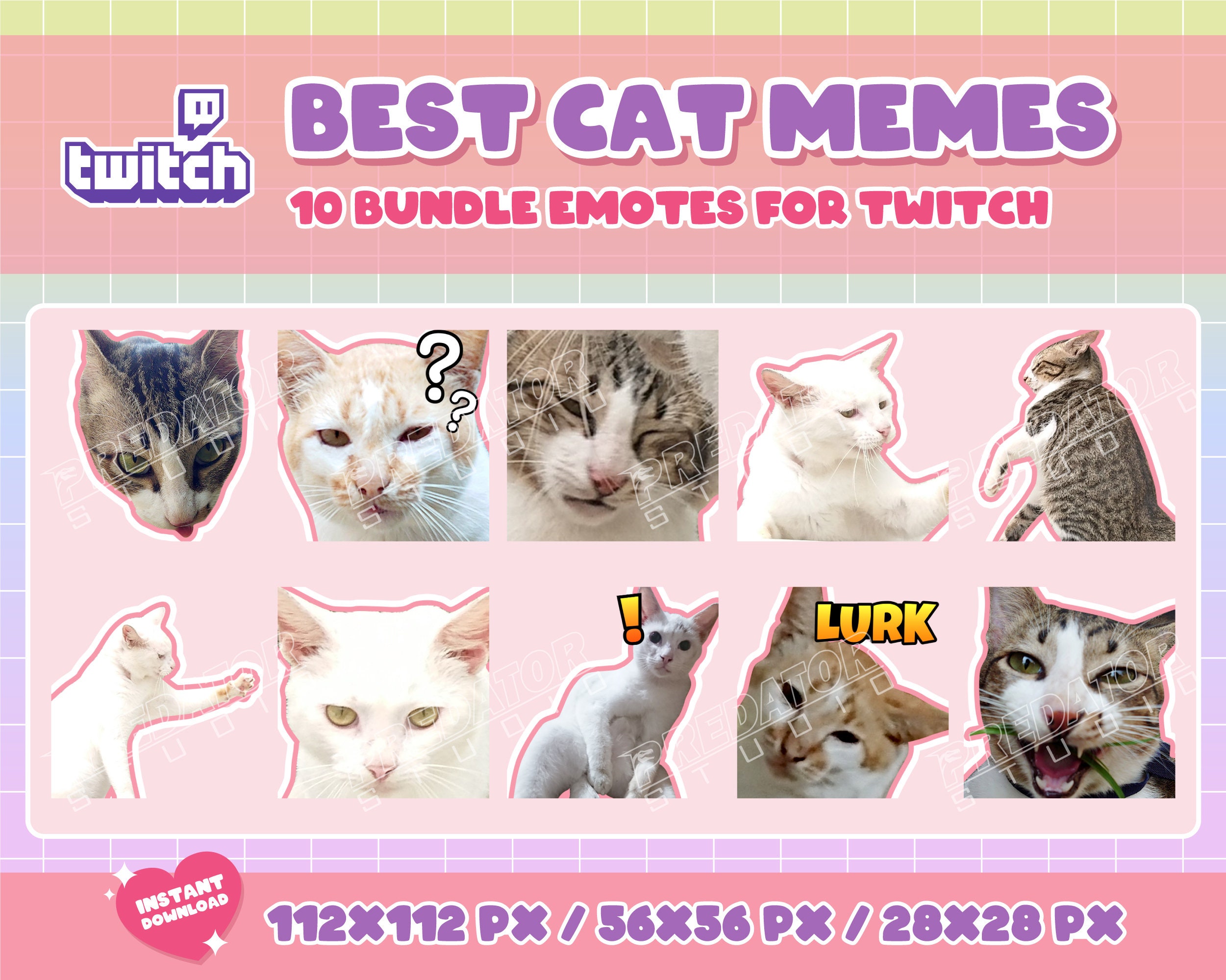 10 Cute Cat Memes Emote Pack 13 Lurk Emotes Cat Emotes - Etsy Nederland