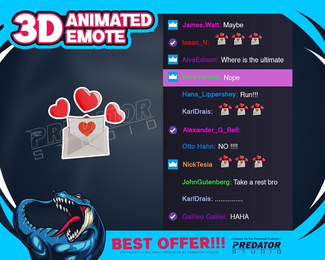 Love Letter 3D Animated Emote, Emotes, Kick Emote, Love Emote, Heart ...