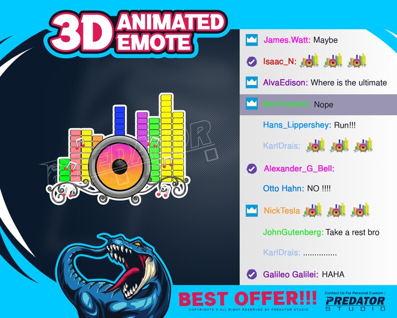 3D Animated Equalizer Emote: Twitch/discord Loudspeaker GIF - Etsy
