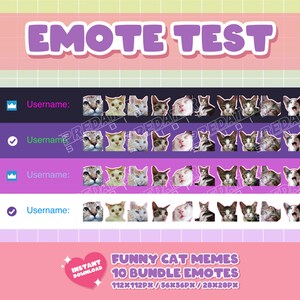 10 Cute Cat Memes Emote Pack 11, Stream Emotes, Cute Emotes, Animal ...