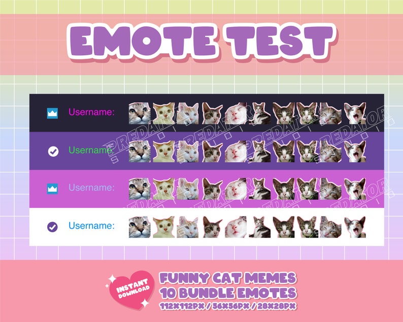 10 Cute Cat Memes Emote Pack 11 Stream Emotes Cute Emotes - Etsy