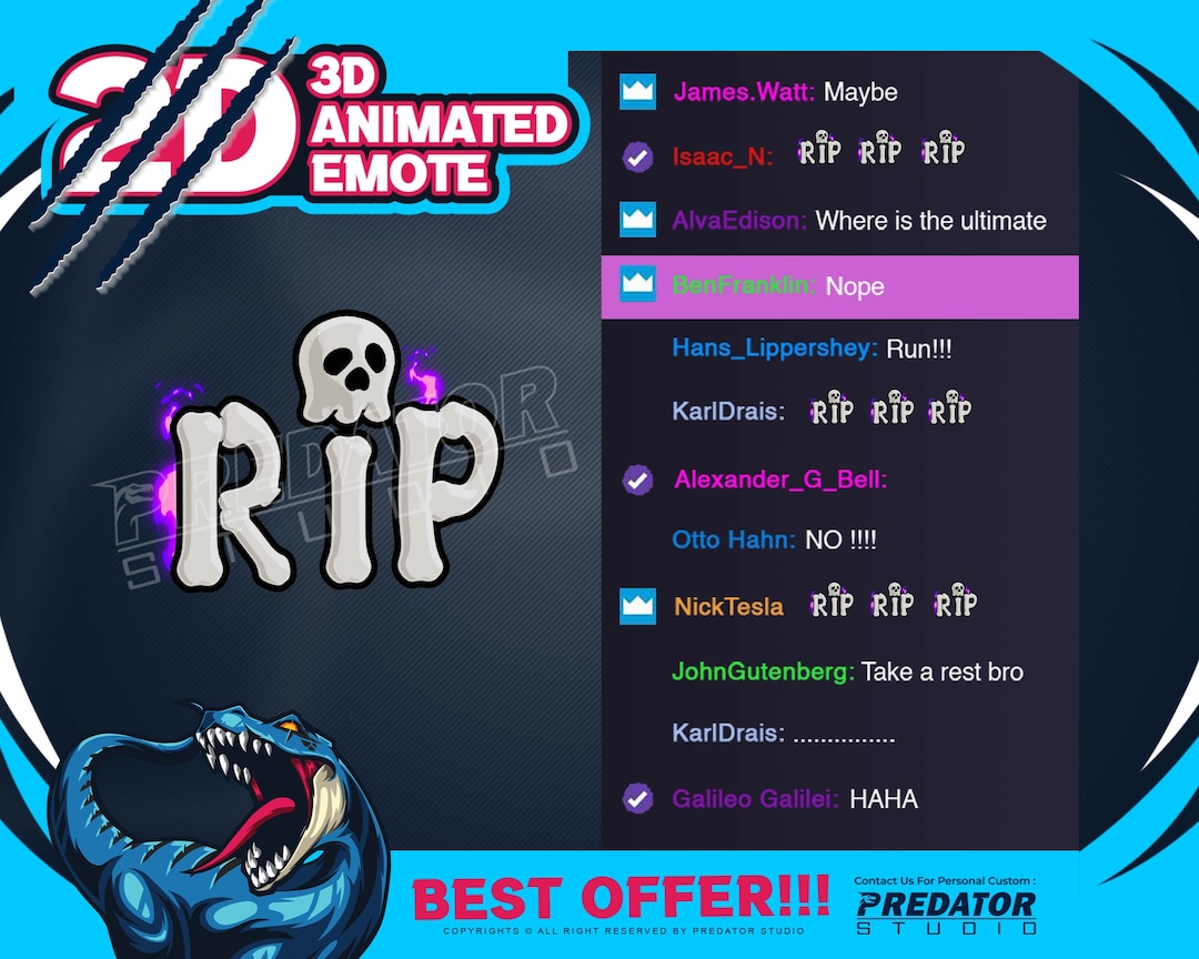RIP Bone 3D Animated Emote, Emotes Twitch, Kick Emote, Emote Commission ...