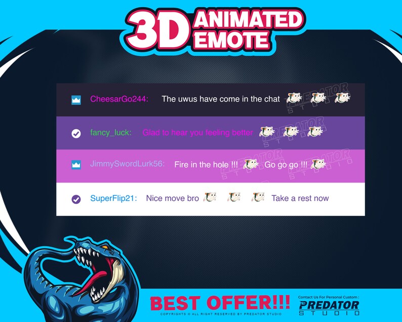 3D Animated Emote Twitch Emote Twitch Chat Emotes Game - Etsy