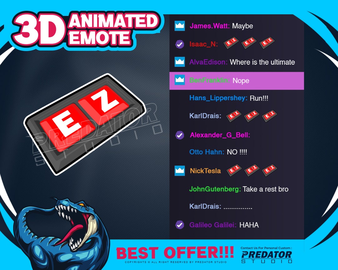 EZ Keyboard 3D Animated Emote, Keyboard Emote, Twitch Emote, Button ...