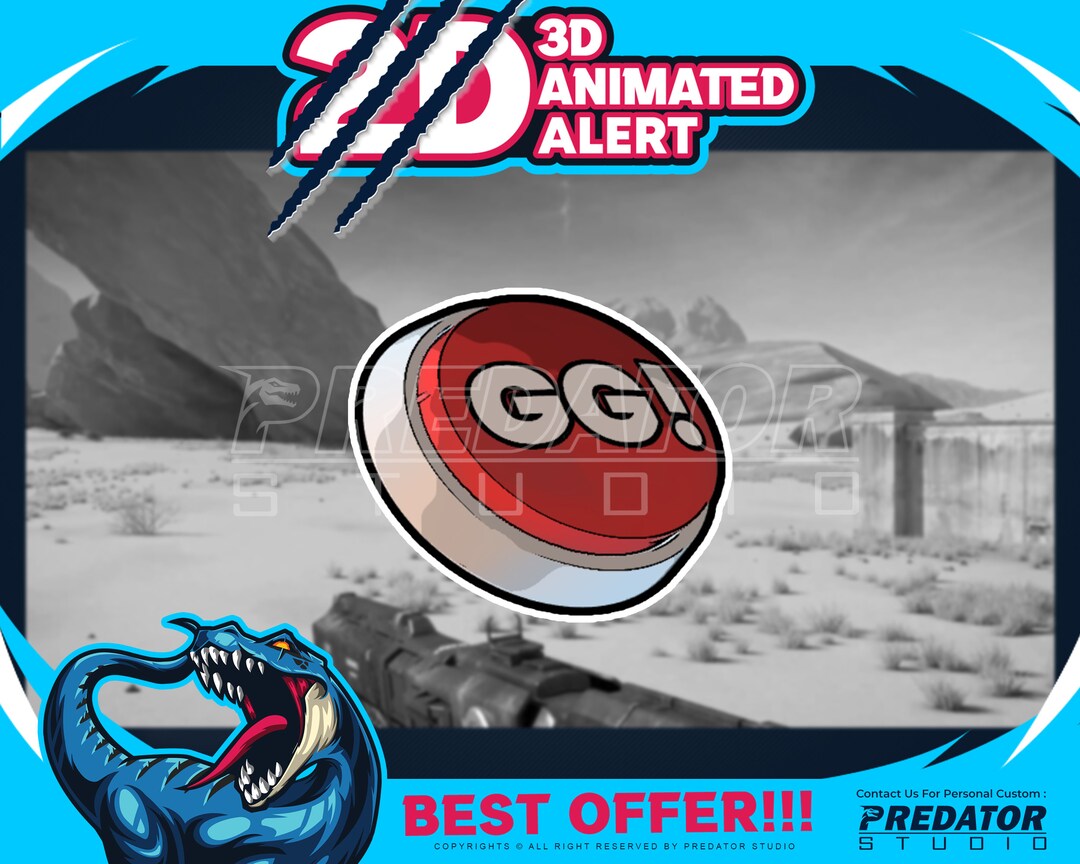 3D Animated Alert Button GG, Twitch Alert Pack, Streamlabs Alerts ...