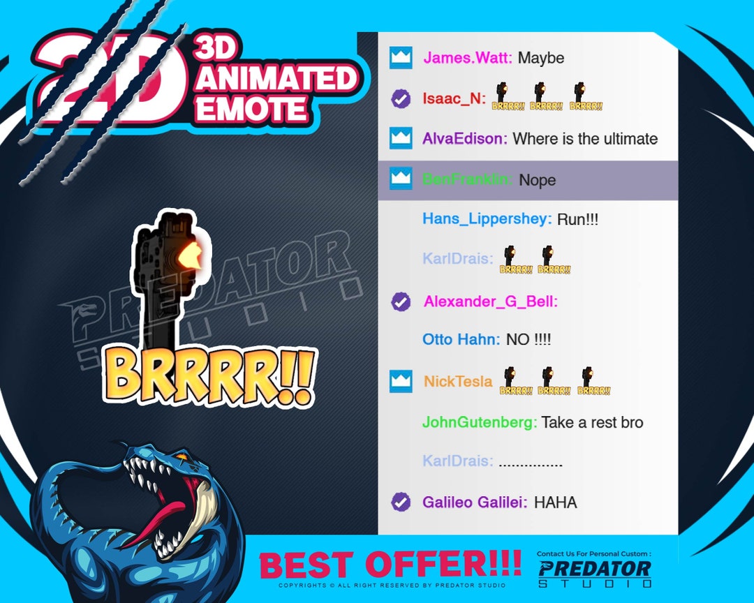 BRRR Gun 3D Animated Emote, Gun Emotes. Emote, Animated Emotes, Gif ...