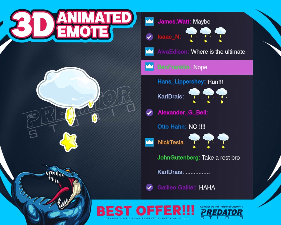 Star Cloud 3D Animated Emote, Emotes Twitch, Kick Emote, Emote ...