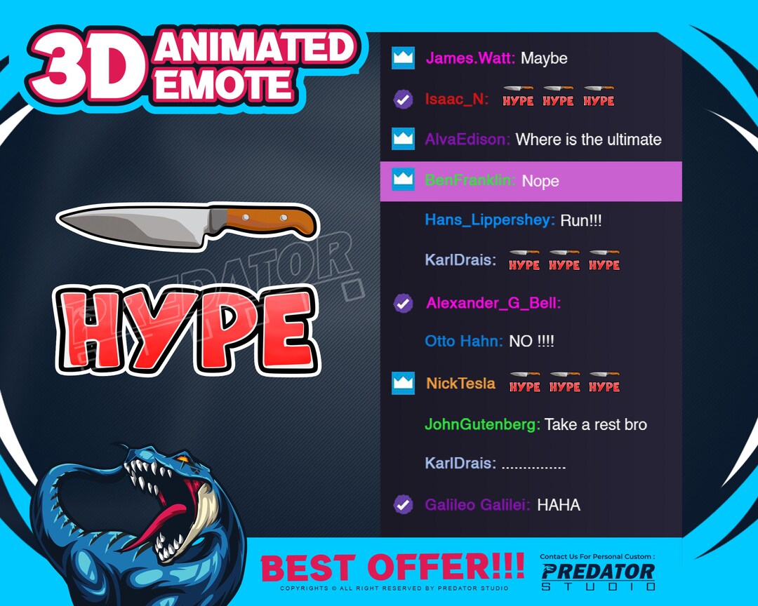 HYPE Knife 3D Animated Emote, HYPE Emote, Stream Emote, Twitch Emote ...