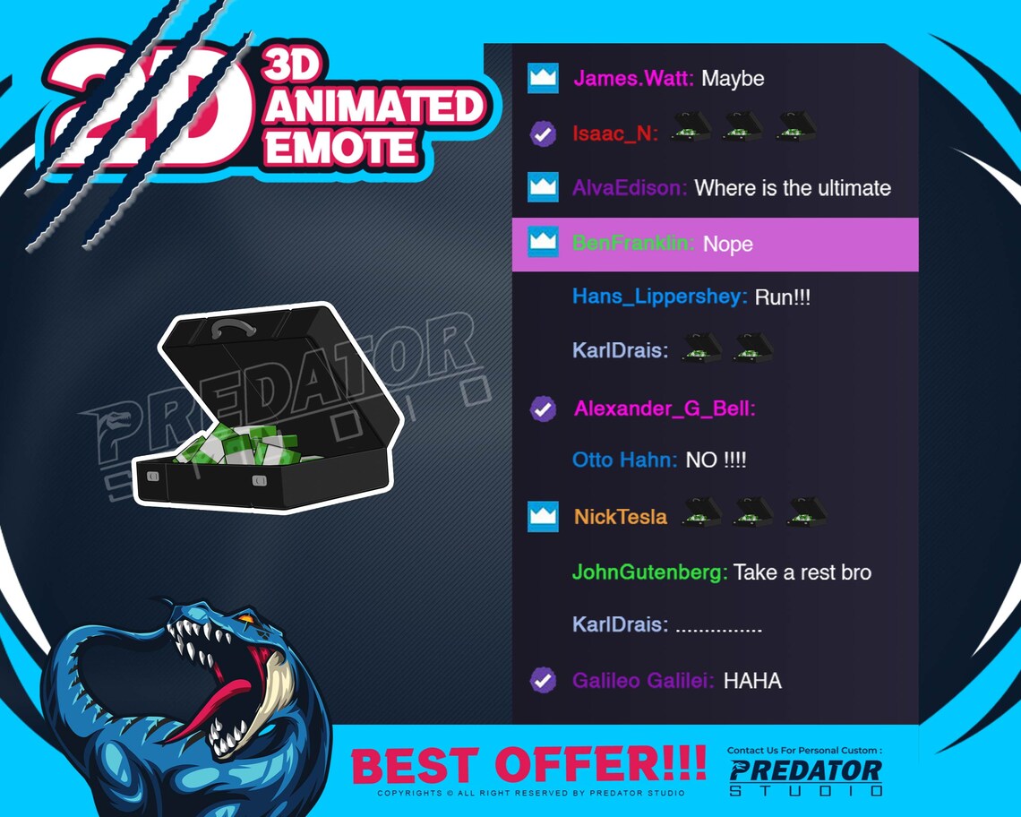 Money Suitcase 3D Animated Emote Twitch Emote Money Emotes - Etsy
