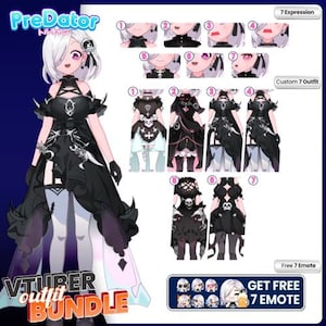 Customizable Vtuber Cyber Eclipse Gothic : Futuristic Live2d Model With Sci-fi Edge & 7 Costume ...