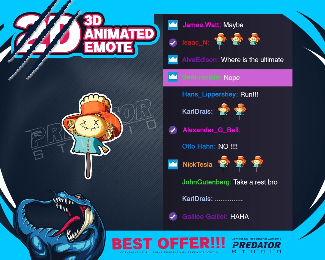 3D Animated Scarecrow Emote: Twitch, Discord, Kick (GIF & PNG) - Etsy