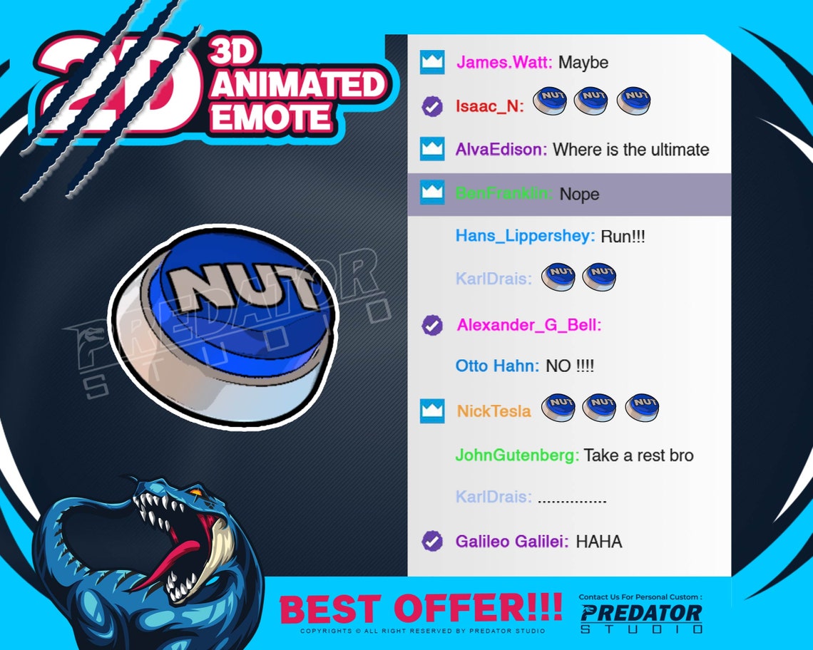 3D Button Nut Animated Emote: Twitch/discord Gif Emote - Etsy