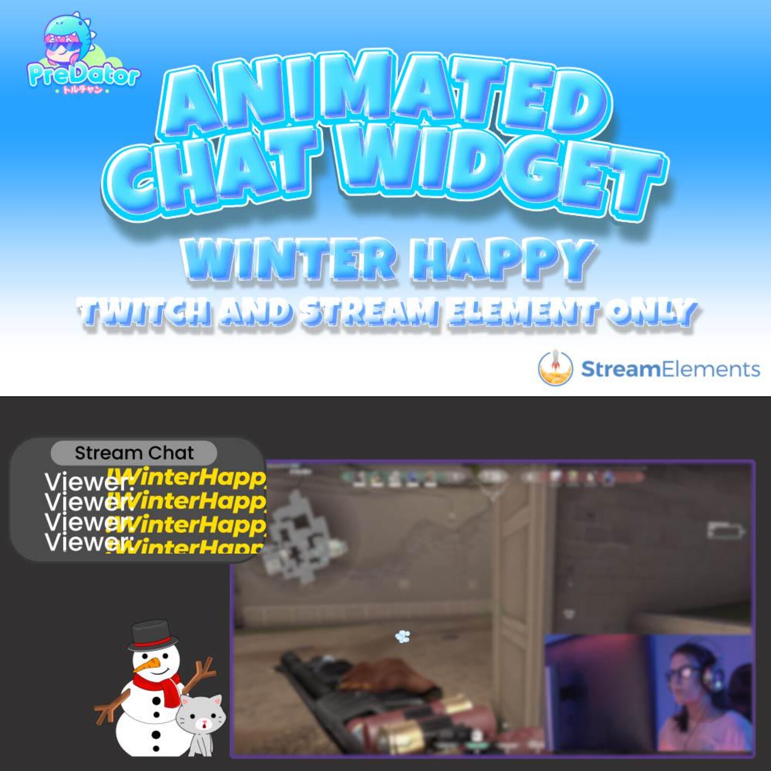 Winter Happy Animated Twitch Chat Widget for Streamelements - Etsy