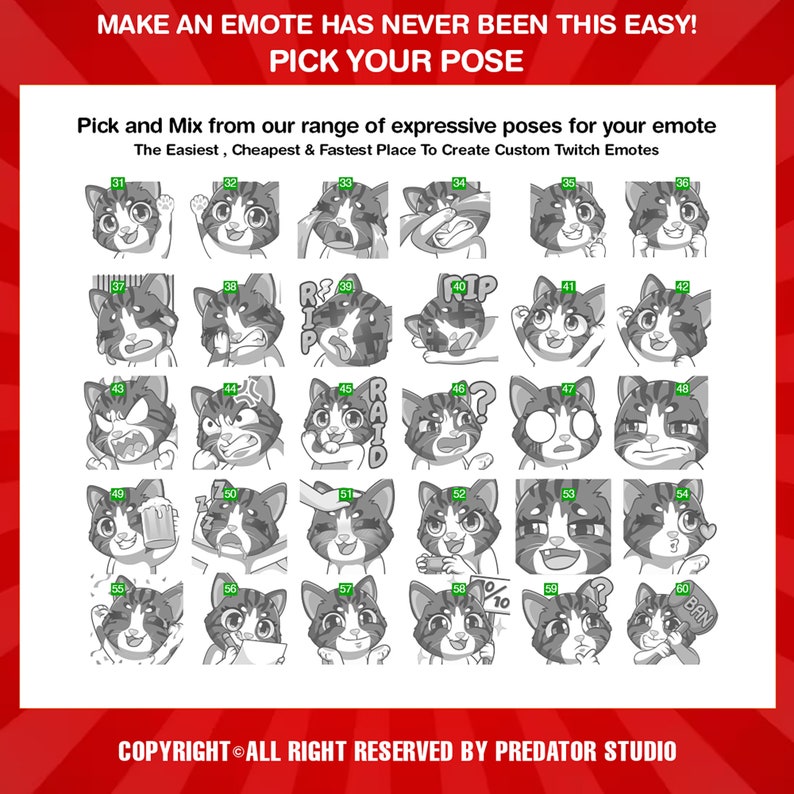 Custom Animal Emotes for Twitch Streams - 10 Emotes in 3 Days - Etsy