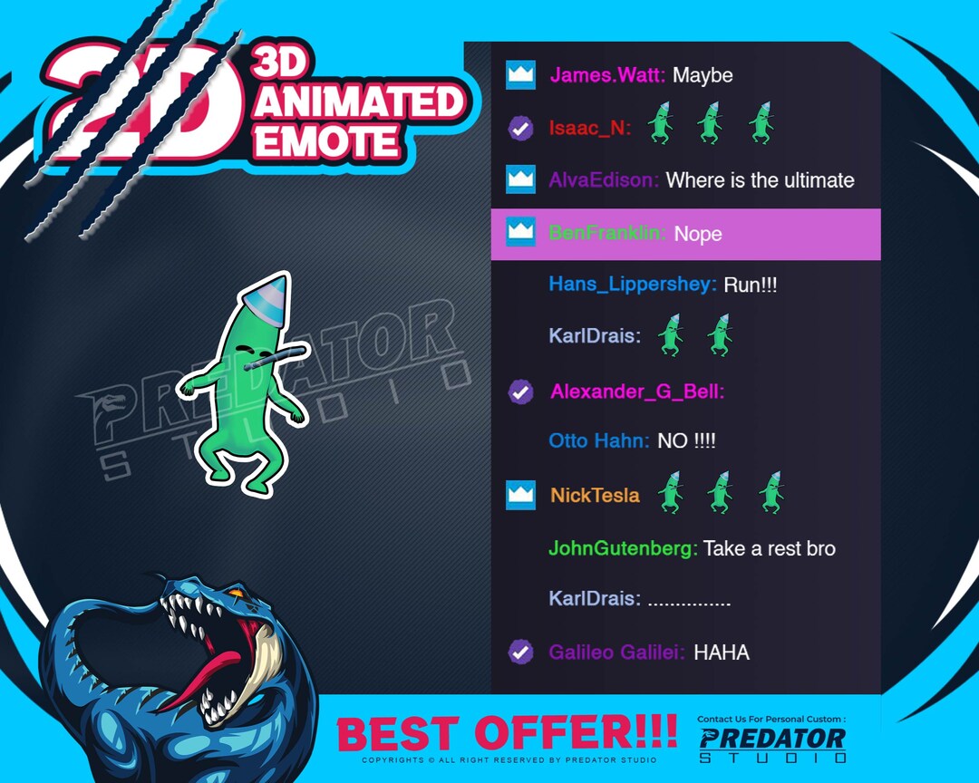 Party Pickle 3D Animated Emote, Funny Emotes, Kick Emote, Twitch Emote ...
