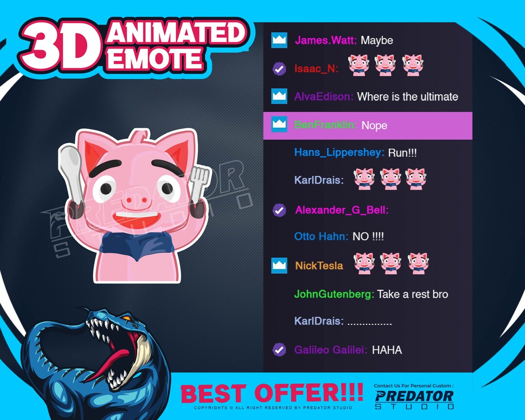 Eat Pig Animated Emote: 3D Chibi Twitch/kick Emote - Etsy