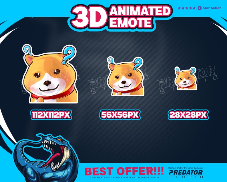 3D Animated Shiba Emote: Confused Emoji for Twitch/discord - Etsy