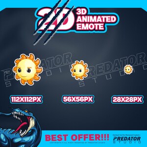 Cool Sun 3D Animated Emote, Funny Emotes, Animated Emotes, Chibi Emote ...