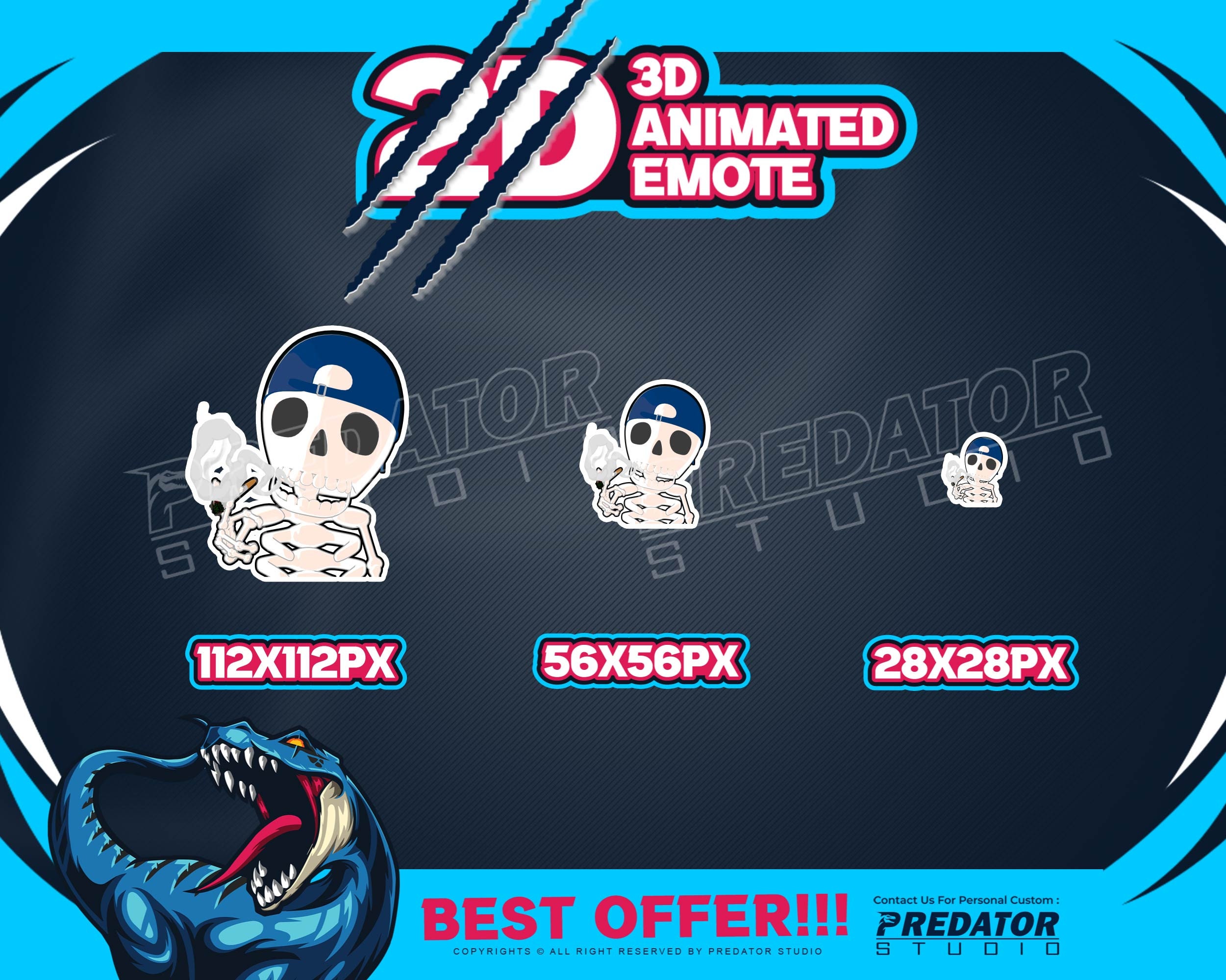 Smoking Skull 3D Animated Emote, Twitch/discord Streamer Emotes - Etsy