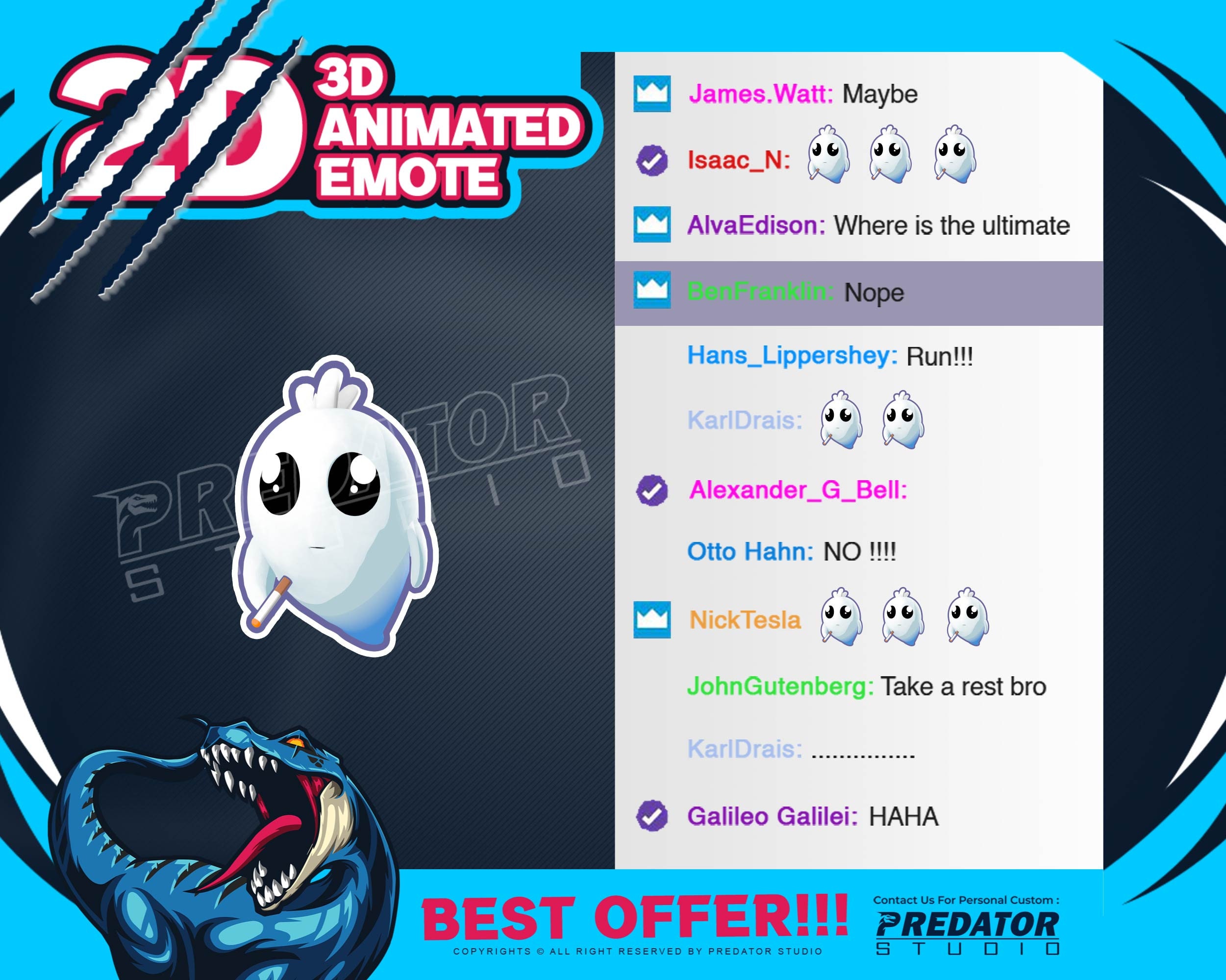 Smoking Ghost 3D Animated Emote Twitch Emotes Animated - Etsy