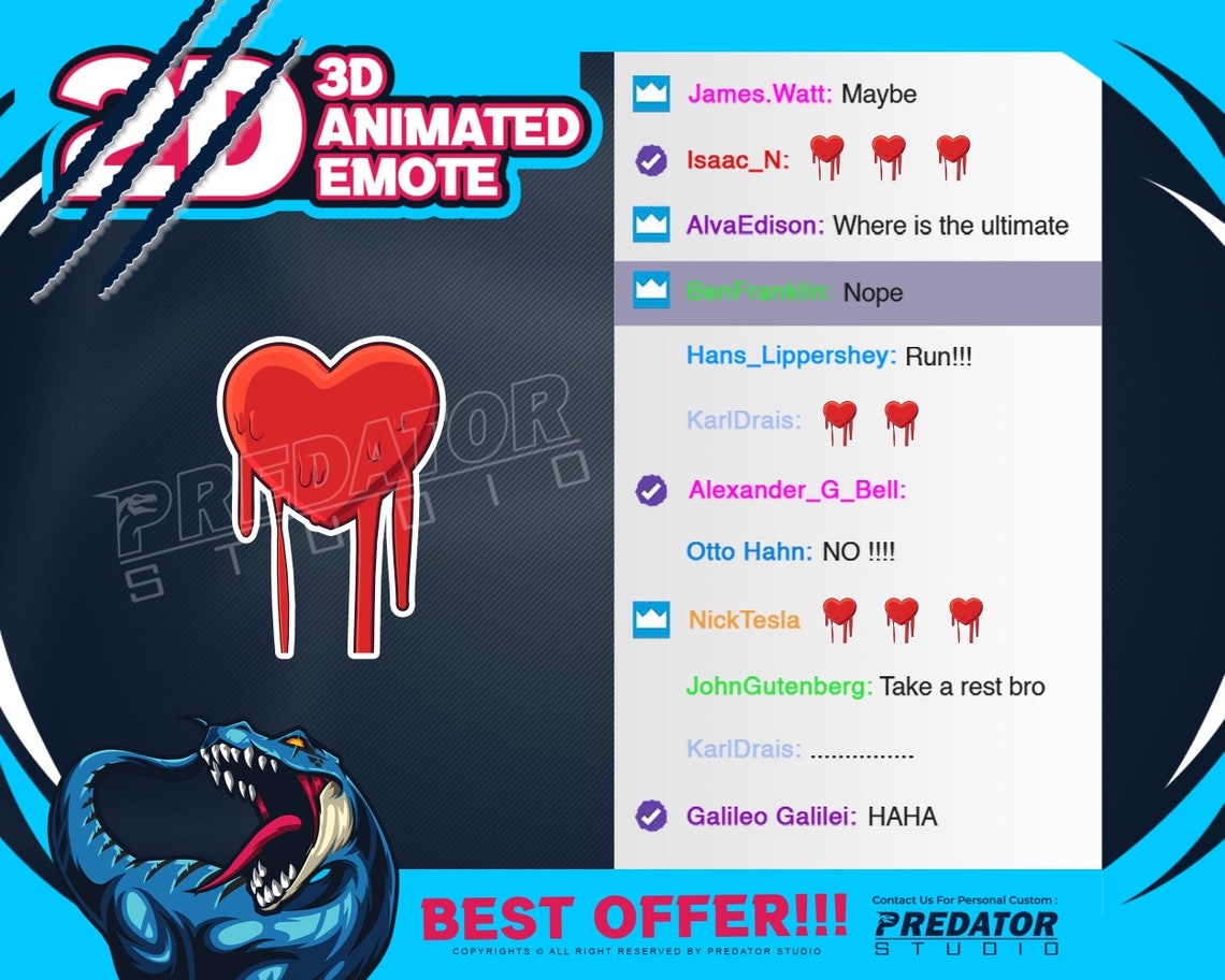 Love Blood 3D Animated Emote Emotes Twitch Animated Emotes - Etsy