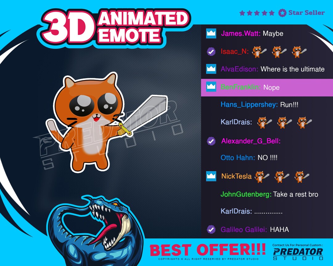 3D Animated Cat Raid Emote: Twitch/kick Stream Alert - Etsy