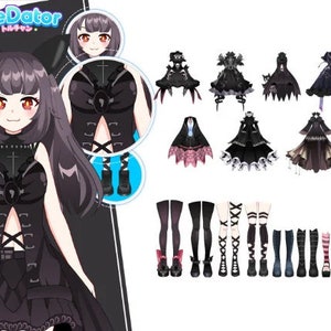Customizable Gothic Vtuber Raven's Realm: Dark Avian-themed Live2d Model With 7 Mystical ...