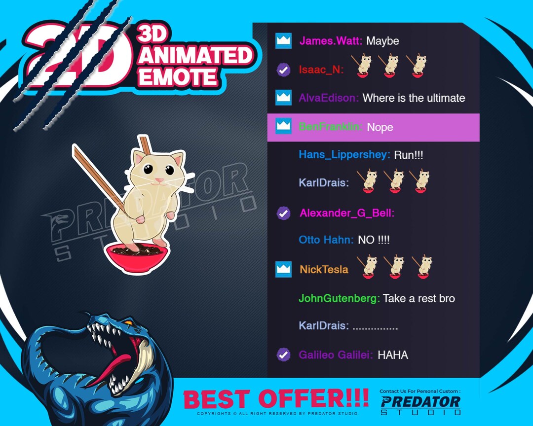 Cute Hamster 3D Animated Emote, Emote, Kick Emote, Hamster Emotes ...