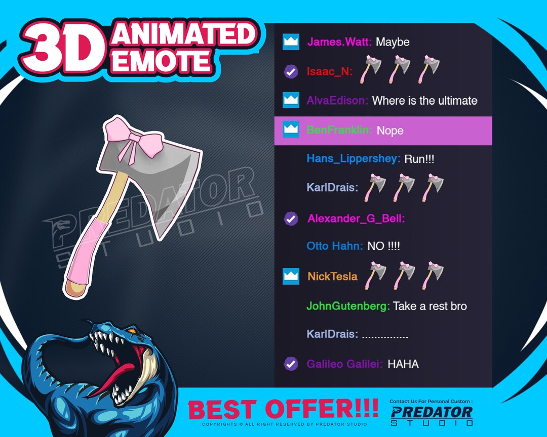 Edgy Axe 3D Animated Emote, Stream Emote, Chat Emote, Bit Emote ...