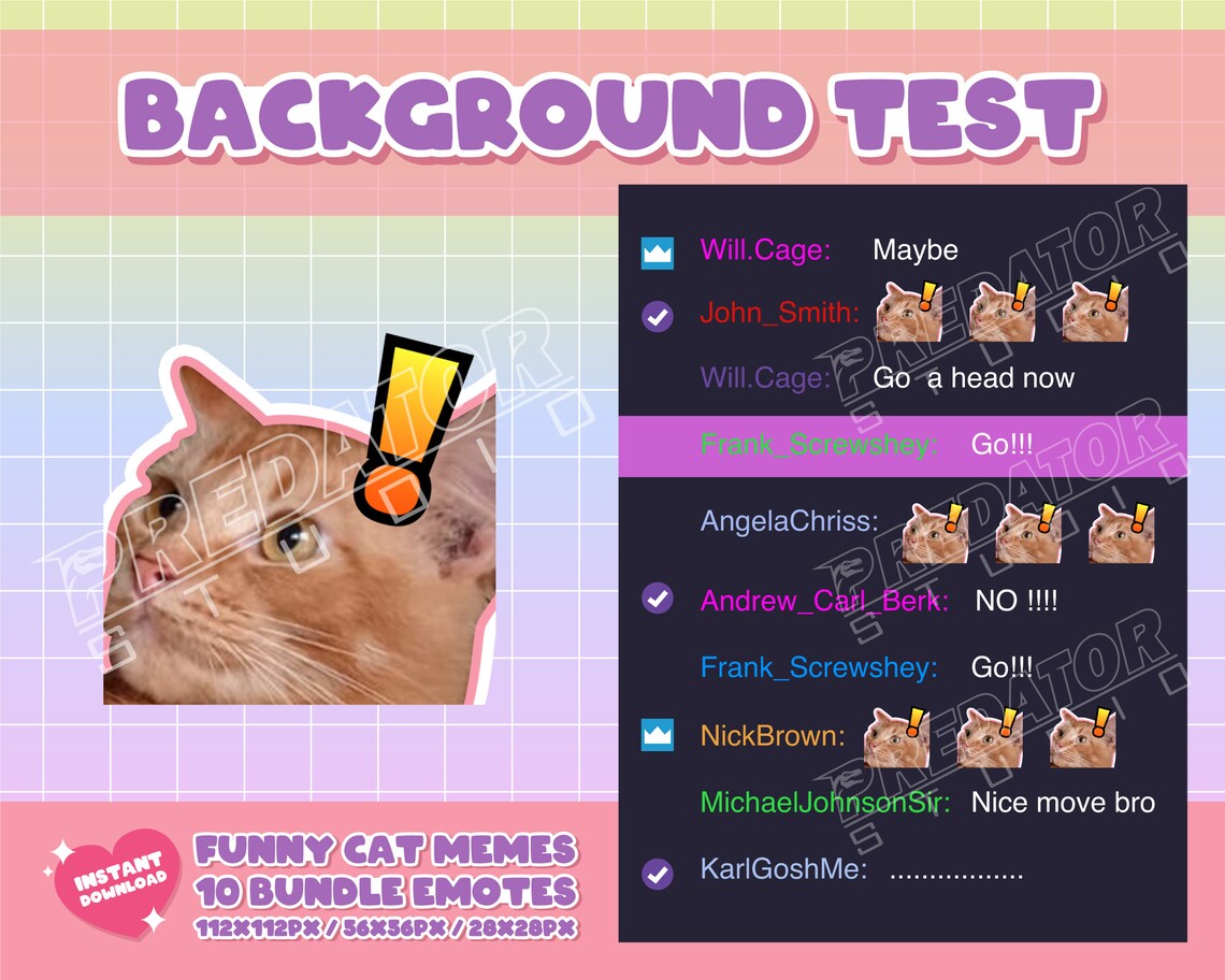 10 Cute Cat Memes Emote Pack 1, Cute Emotes, Emote, Animal Emotes, Cat ...