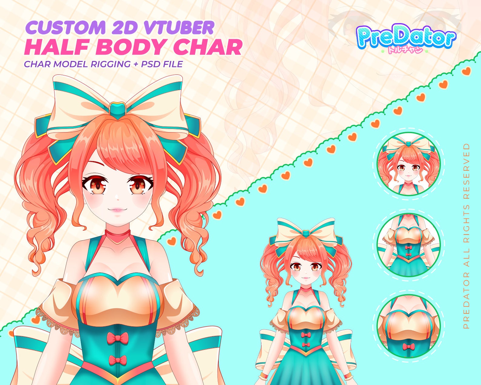 Custom Anime Vtuber Live2d Half-body Model With Rigging - Etsy