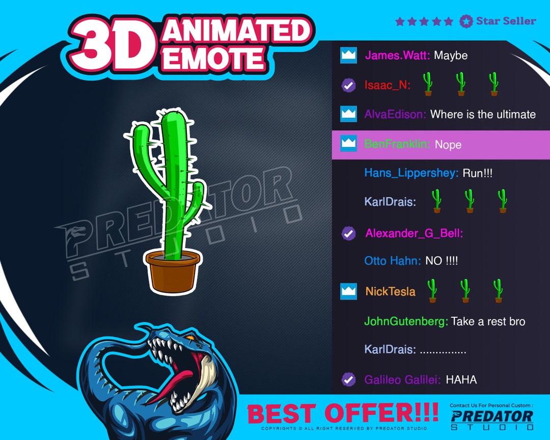 Cheerful Cactus 3D Animated Emote - Fun and Unique Twitch/discord Emote ...
