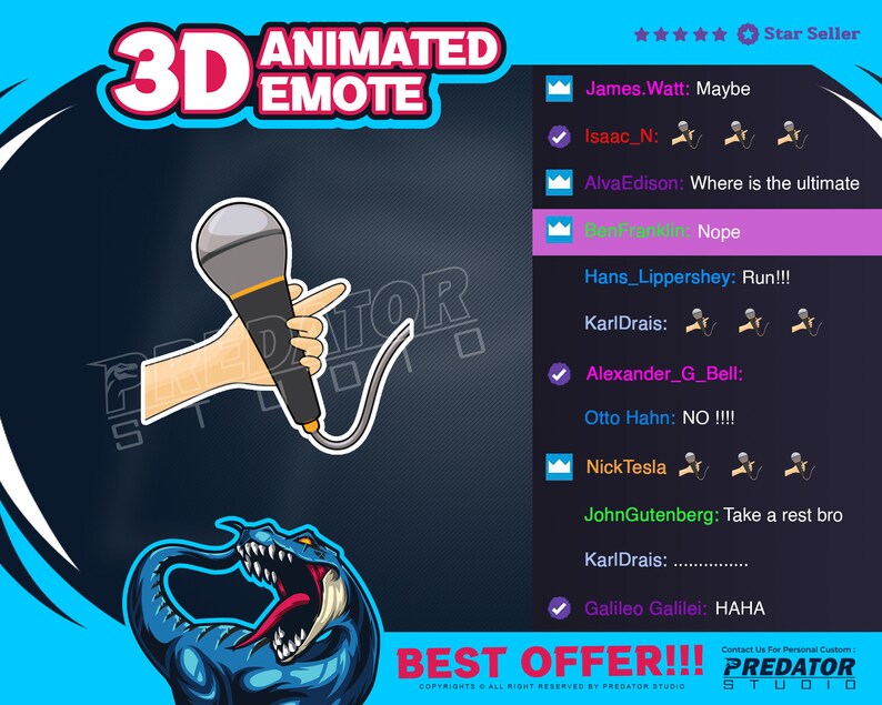 3D Animated Microphone Emote: Twitch/kick Stream Emotes - Etsy