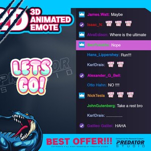 Lets Go 3D Animated Text Emote V1, Emote Commission, Emote, Animated ...