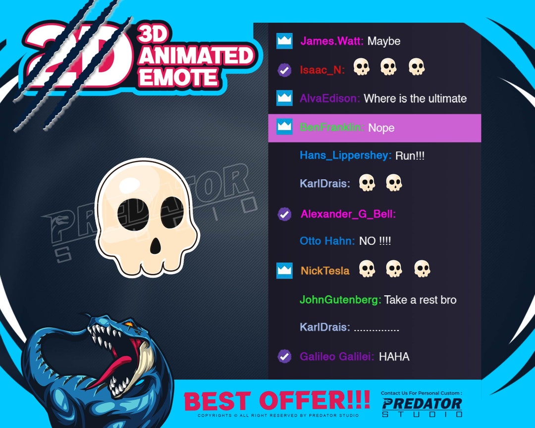 Skull 3D Animated Emote, Horror Emote, Kick Emote, Discord Emotes ...