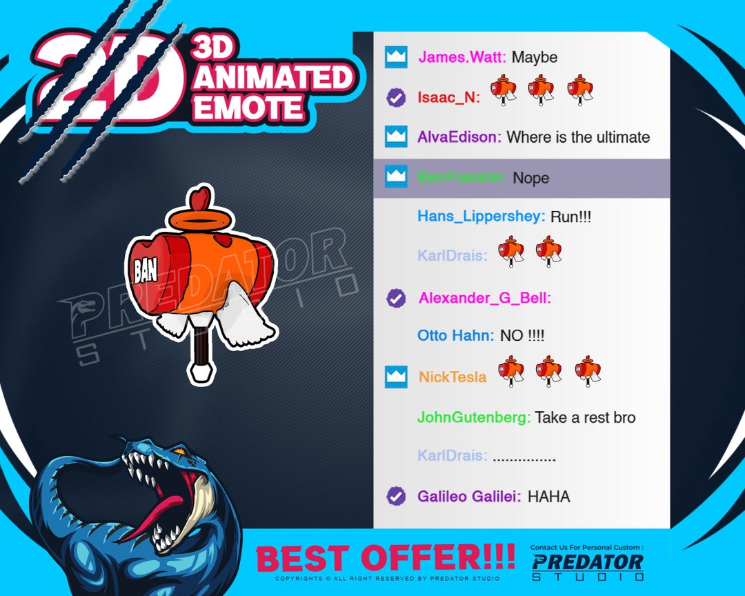 Ban 3D Animated Emote, Ban Emotes, Emote Commission, Kick Emote Twitch ...