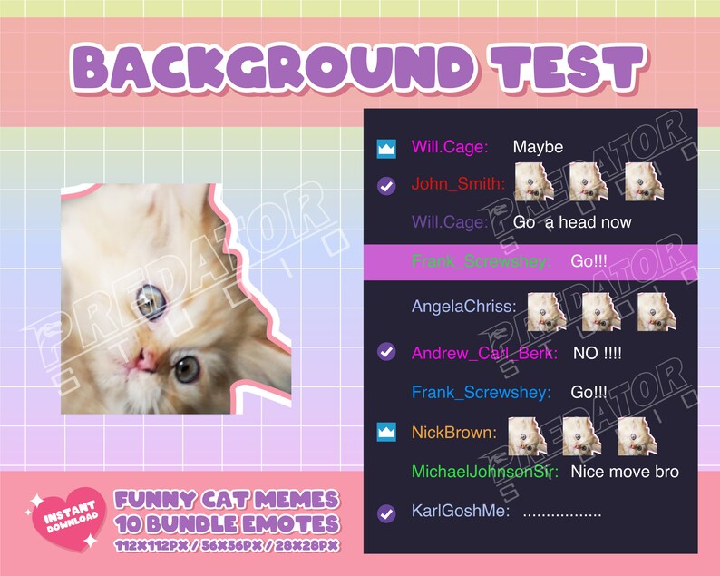 10 Cute Cat Memes Emote Pack 6 Emote Commission Emotes - Etsy