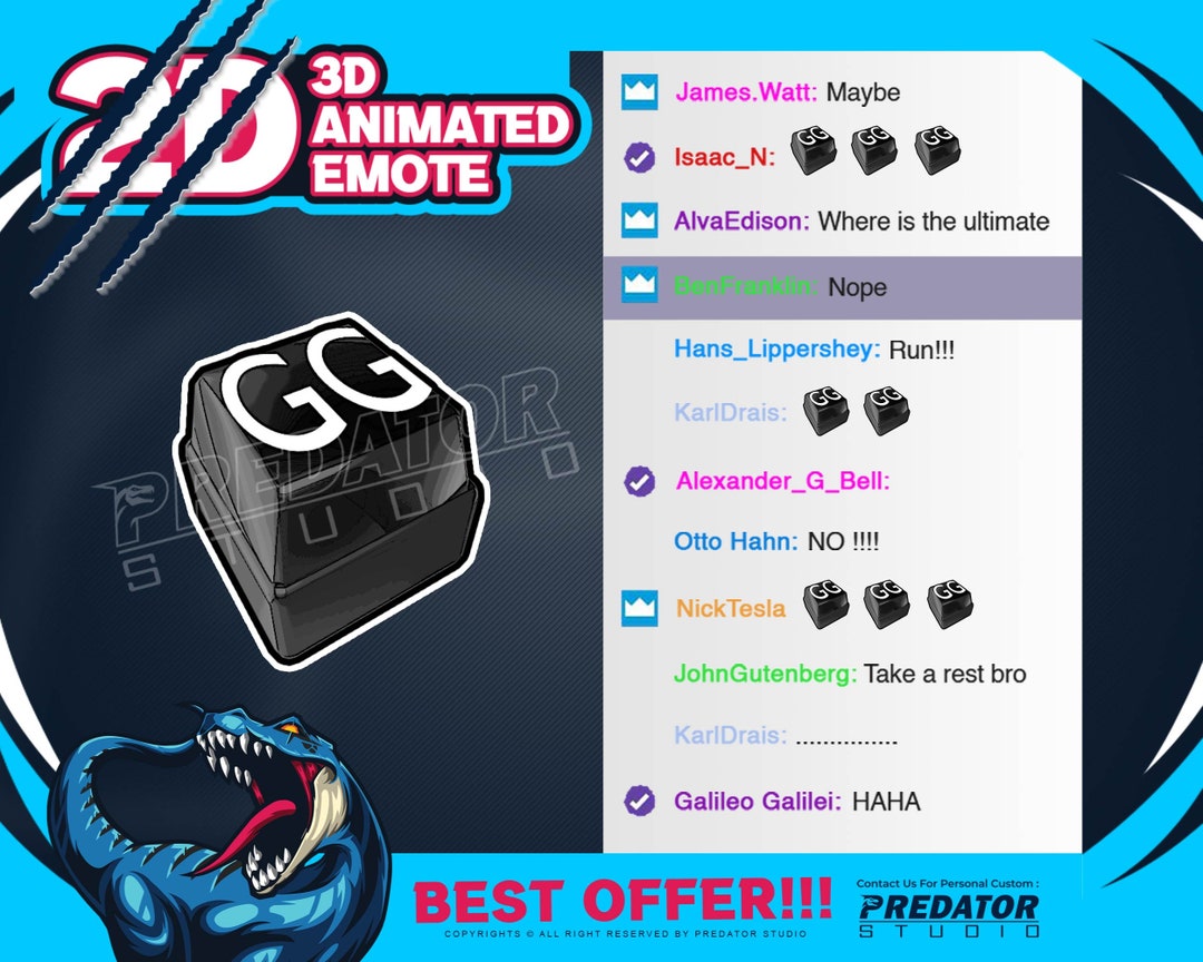 Button GG 3d Animated Emote V2, GG Emotes, Emote Commission, Twitch ...