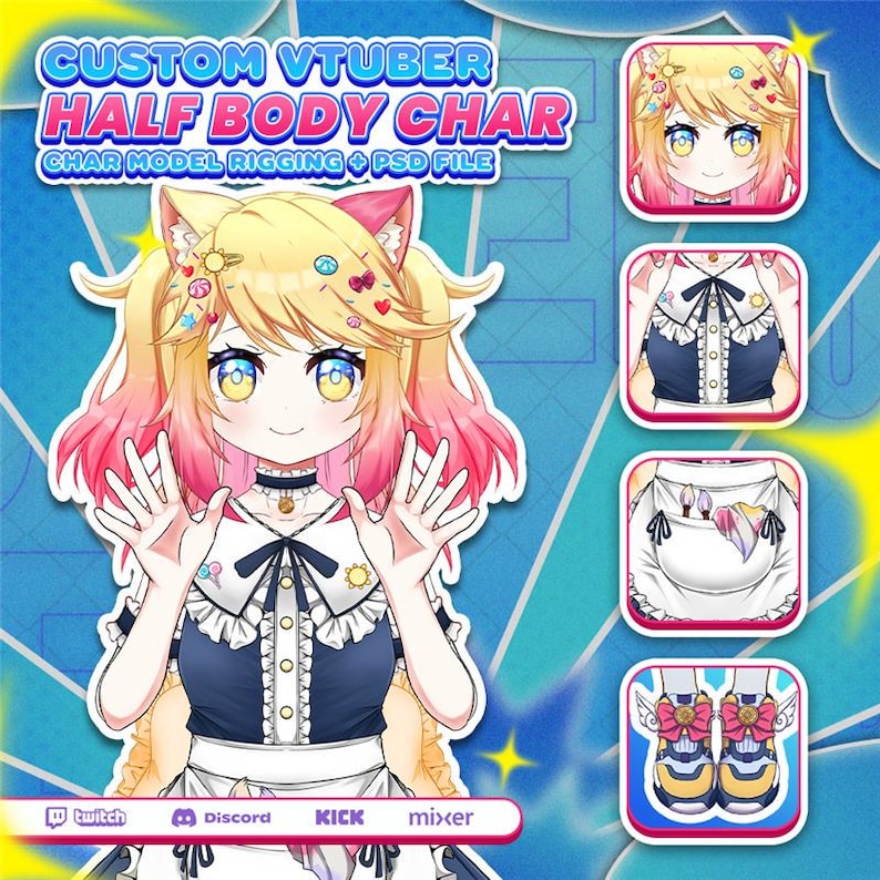 Custom Anime Vtuber Live2d Half-body Model With Rigging - Etsy